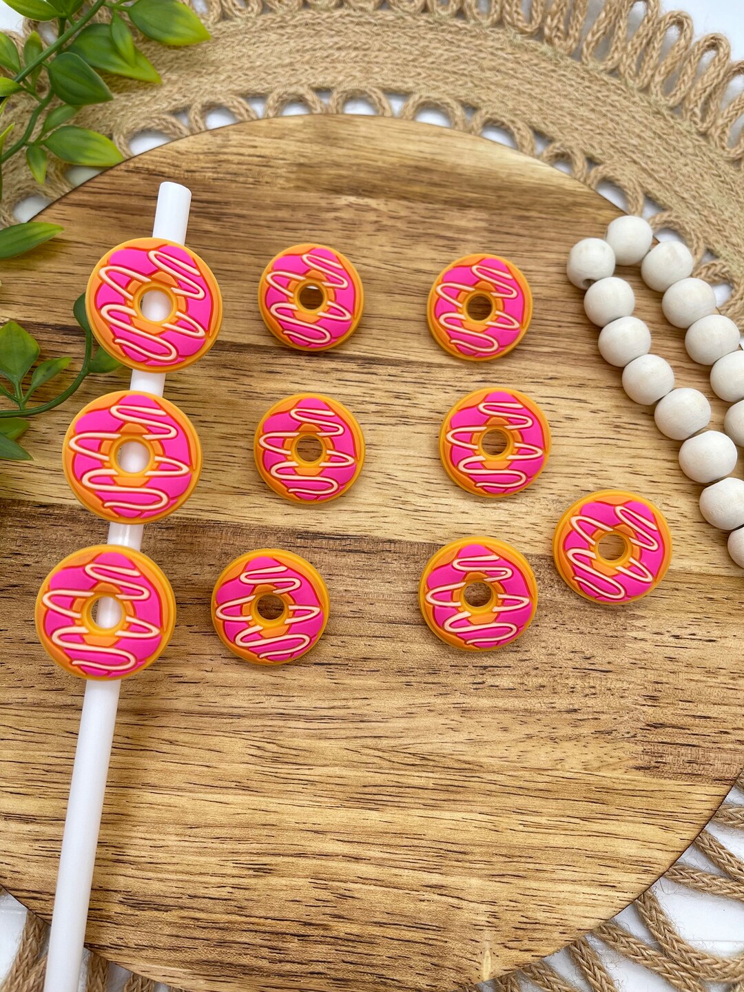 Straw Topper | Pink Donut Topper | Straw Charm | Straw Accessories ...