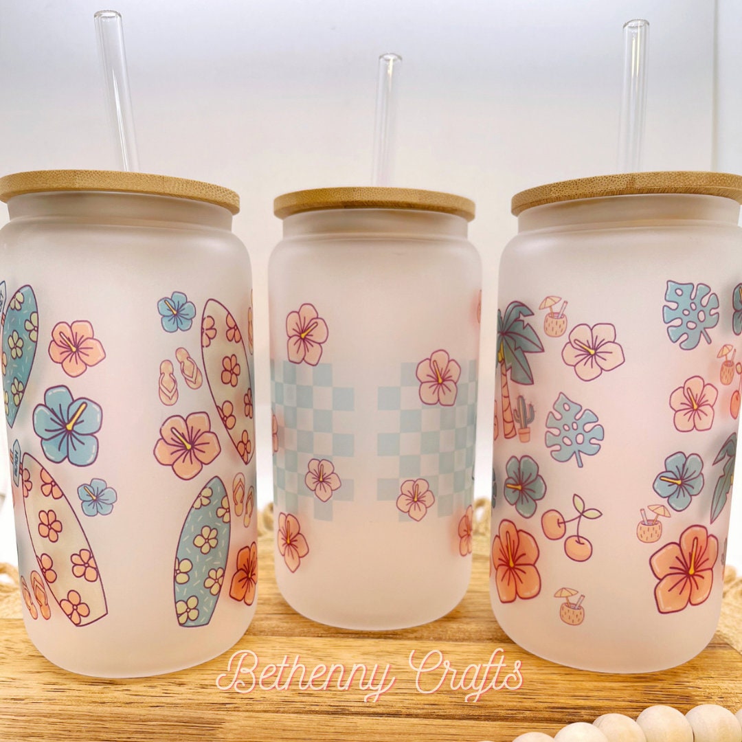 Summer Can Glass Cup Summer Design Summer Libbey Can Glass - Etsy