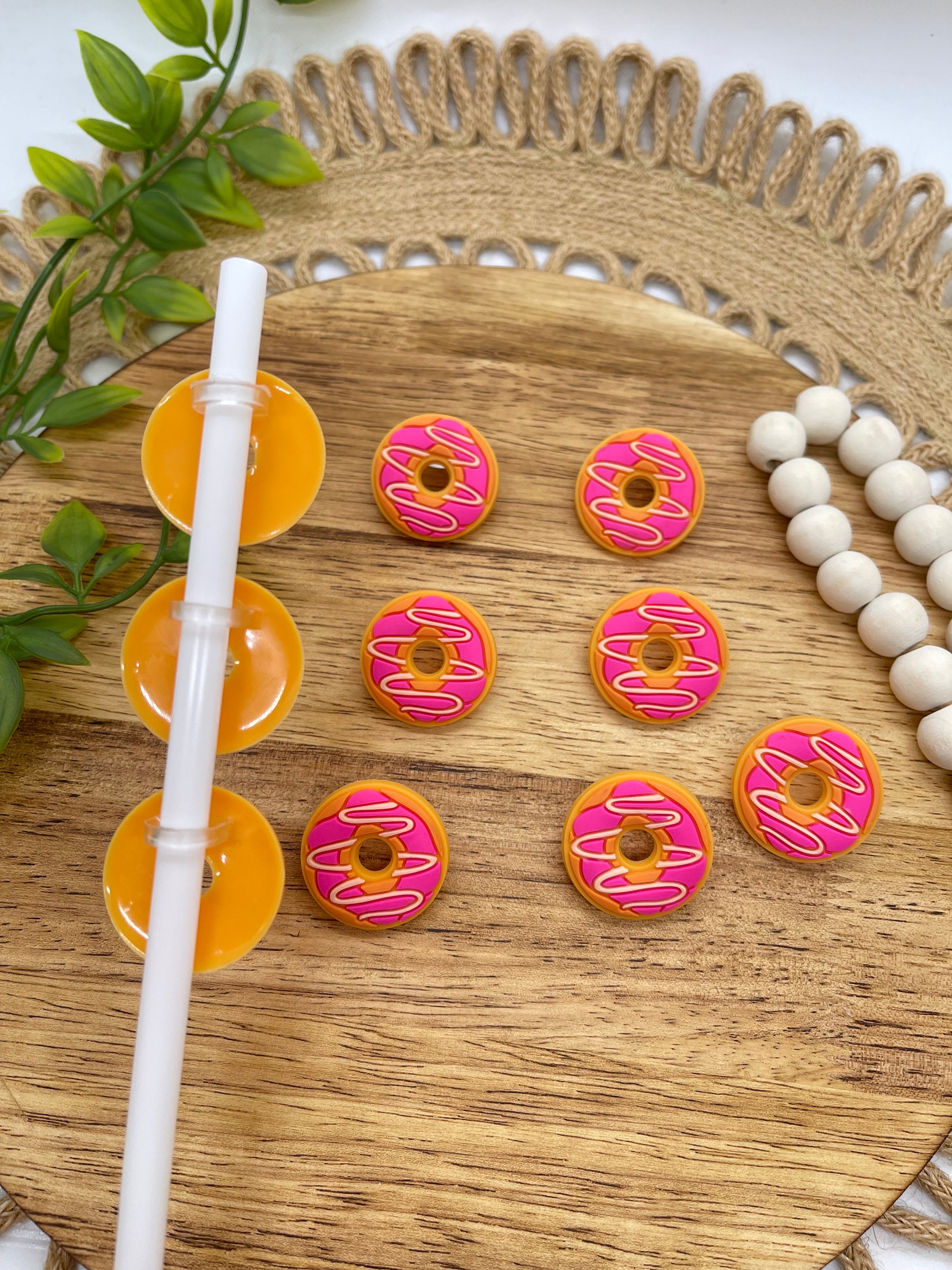 Straw Topper | Pink Donut Topper | Straw Charm | Straw Accessories ...