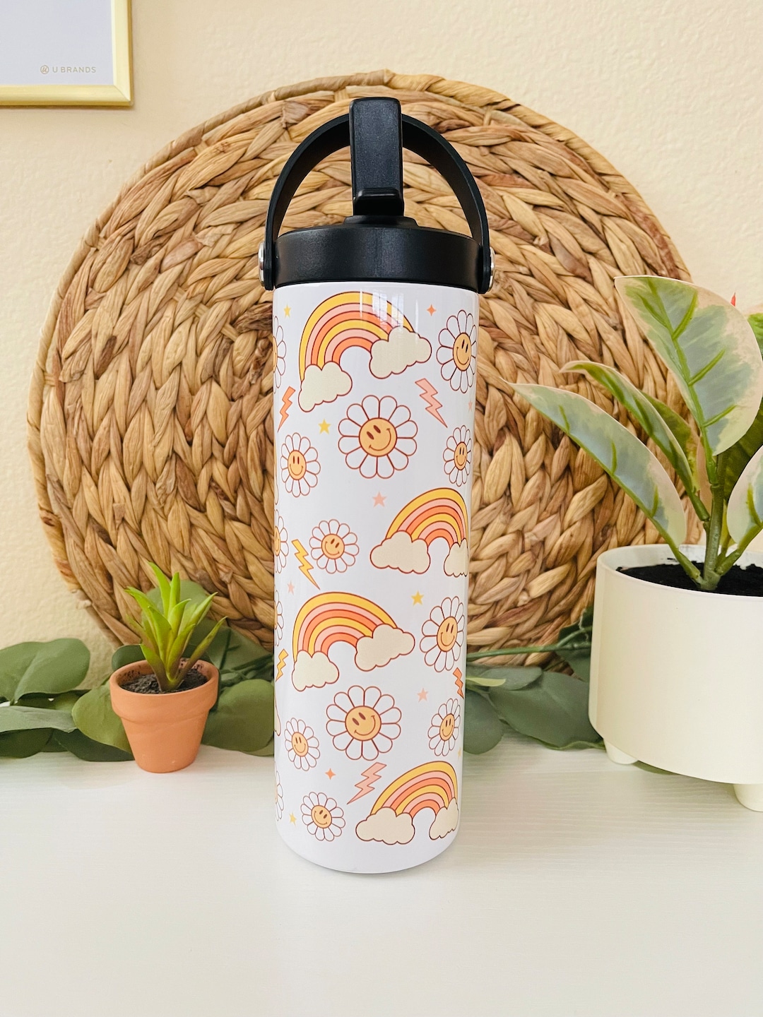 Retro Daisy Flower, Retro Rainbow Tumbler, Retro Tumblers, Water Bottle ...