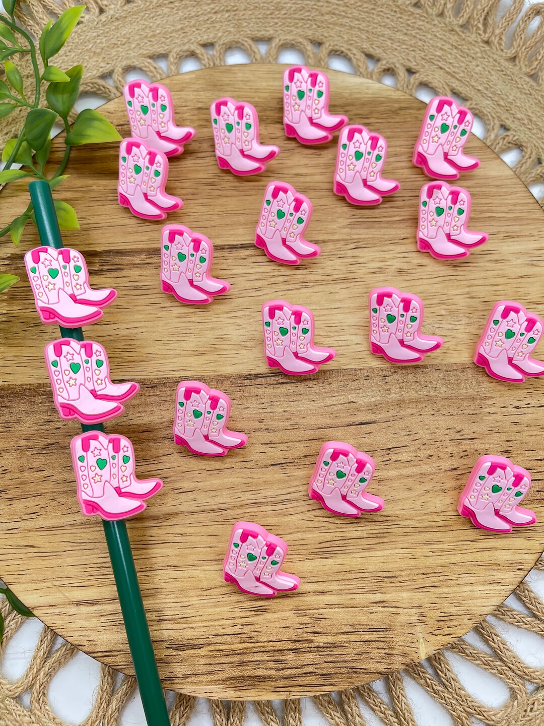 Pink Cow Boot Straw Topper | Straw Toppers | Straw Charms | Topper ...