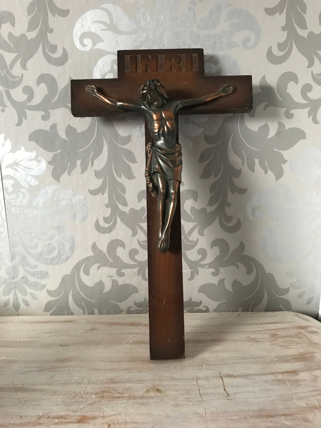 Beautiful Large Crucifix, Inri, Made of Wood With Copper - Etsy