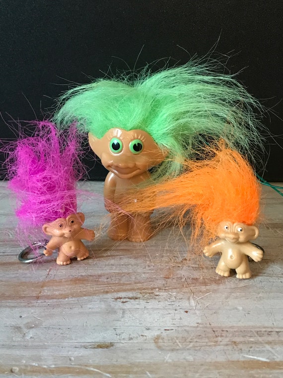 Set van 3 vintage trollen, miniatuur trollen met fel … - Gem
