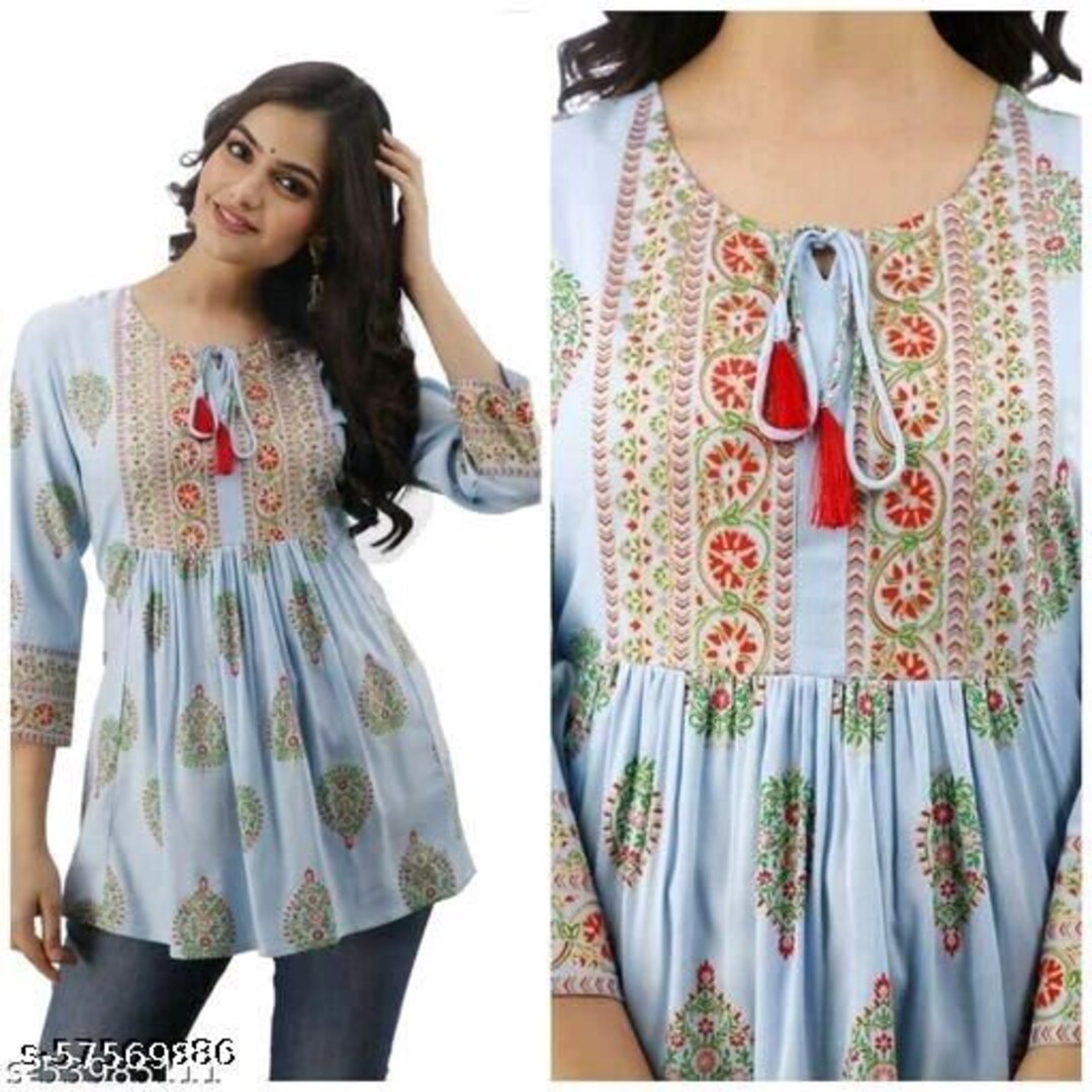 Indian Rayon Blouse Tunic Top, Indian Top, Kurti. Women's Top Best Gift ...