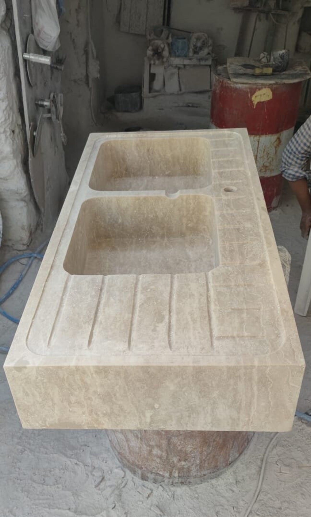 Travertine Double Sink,wall Mounted Sink, Travertine Bathroom Sink ...