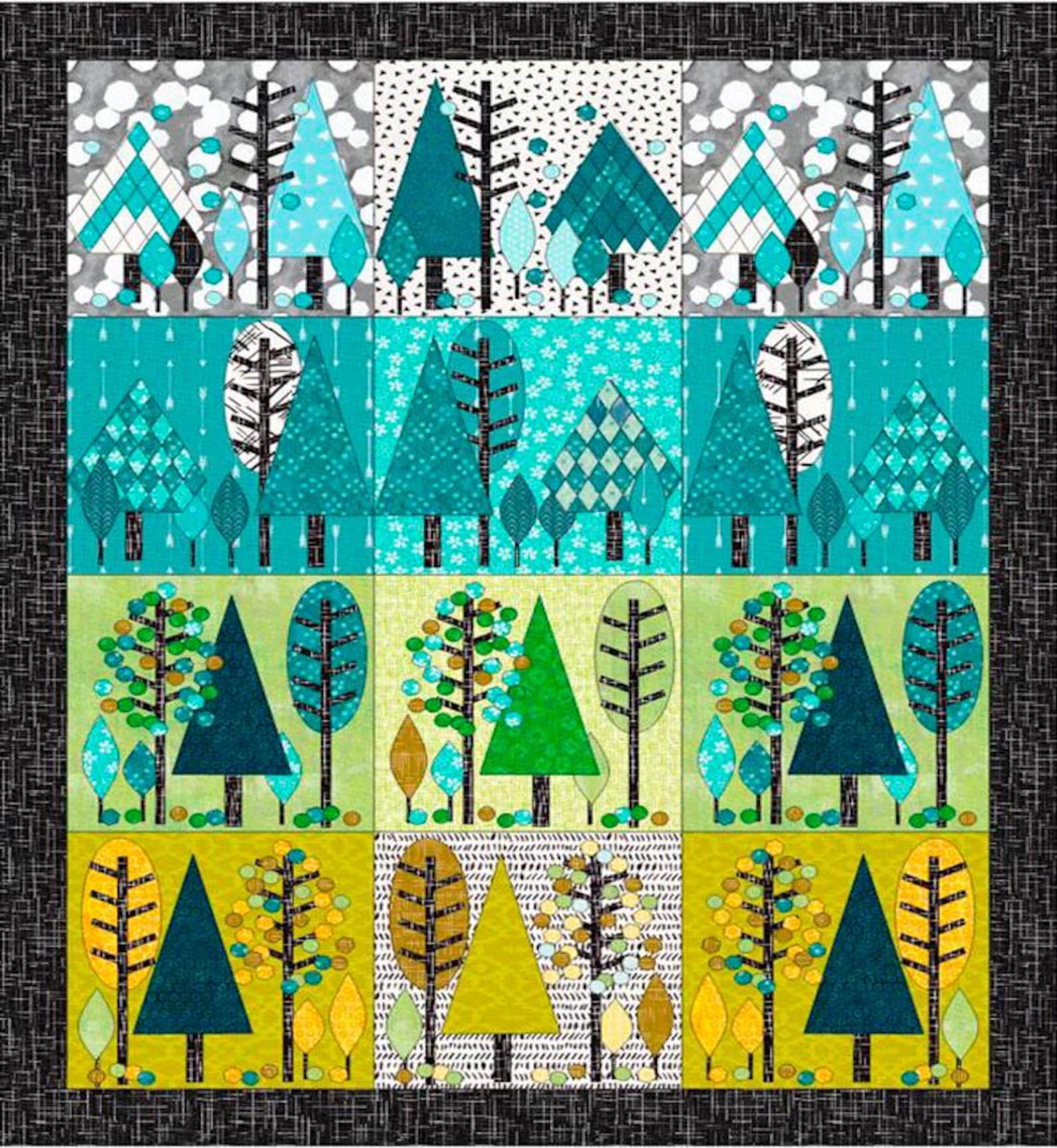 4 Seasons Art Quilt Pattern, Applique, 2 Sizes Included - Etsy