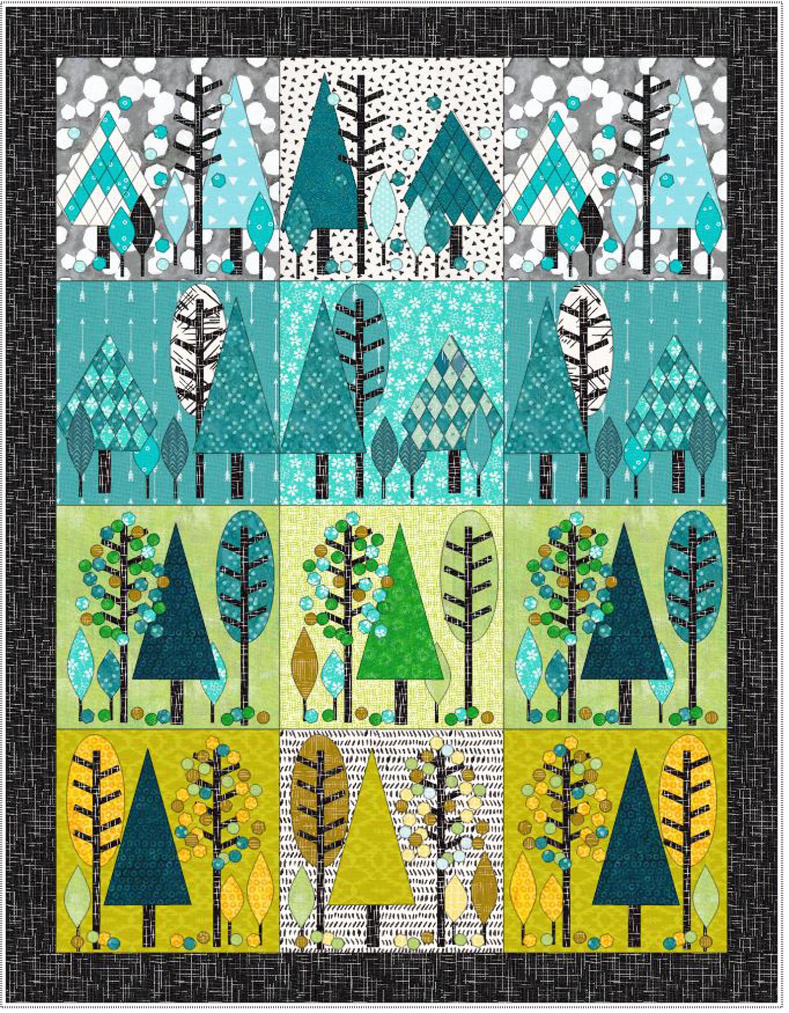 4 Seasons Art Quilt Pattern, Applique, 2 Sizes Included - Etsy