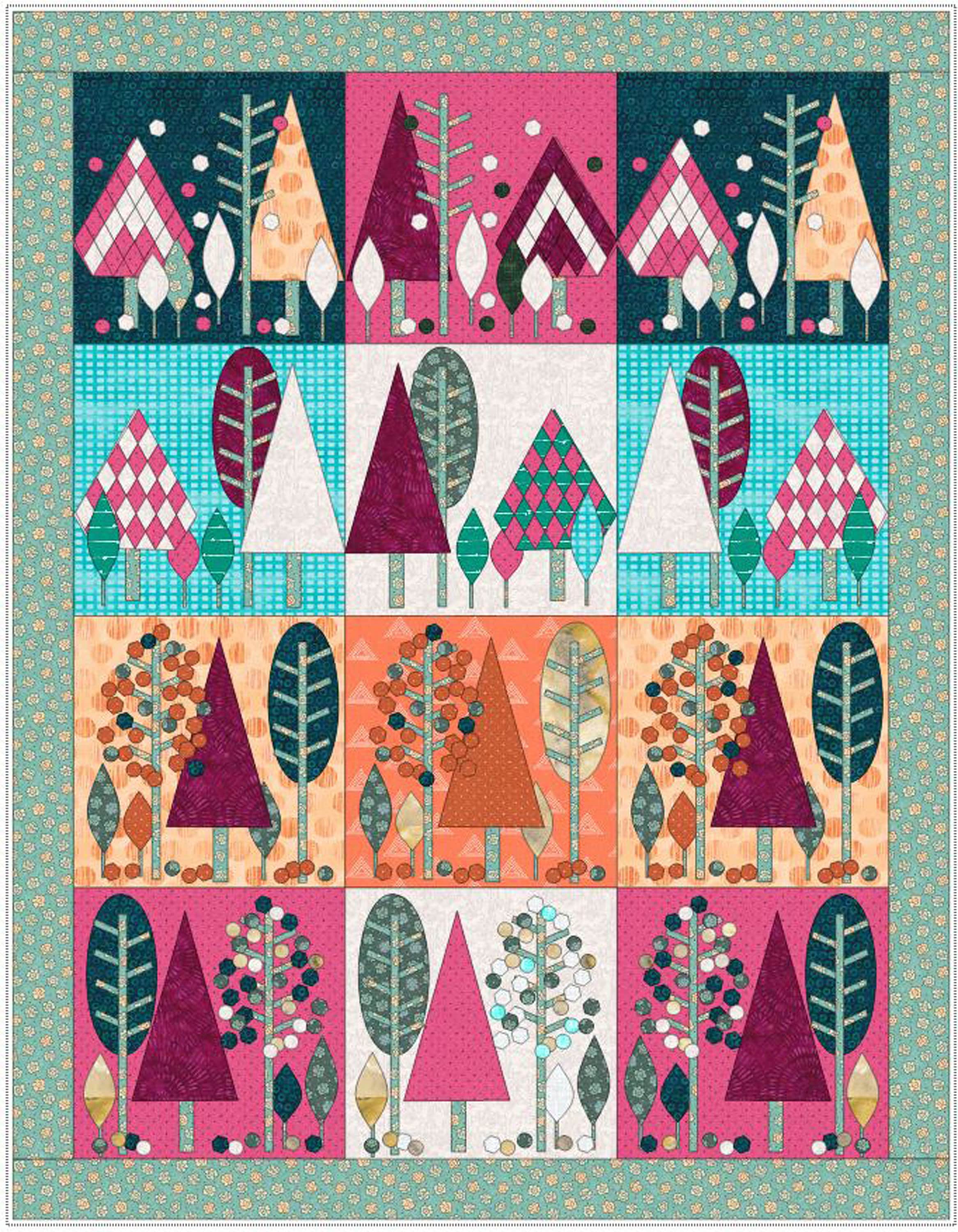 4 Seasons Art Quilt Pattern, Applique, 2 Sizes Included - Etsy