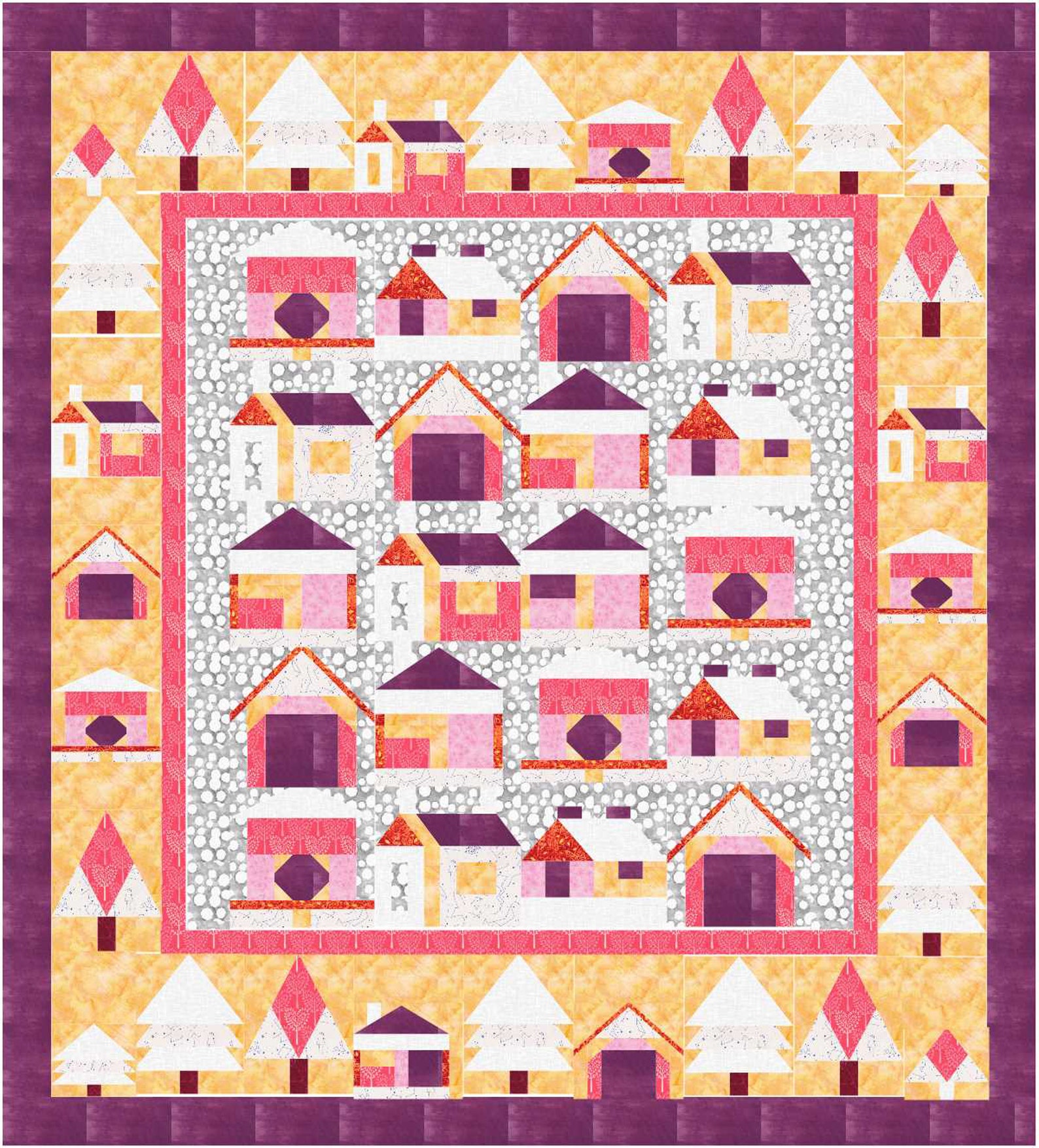 Village Quilt Pattern, Lap and Bed Quilt Sizes Included - Etsy