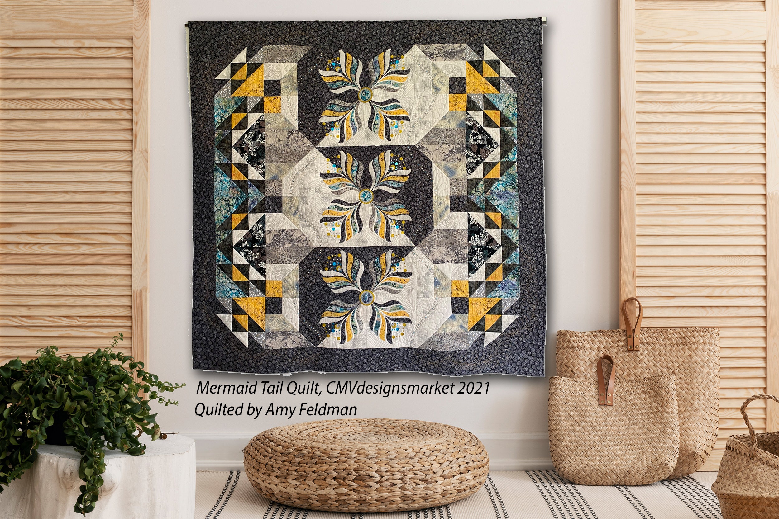 Mermaid Tail Modern Geometric Quilt Pattern 64" X 64" - Etsy