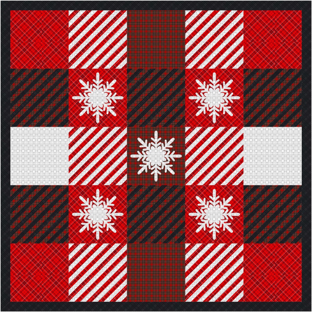 Nordic Snowflake Buffalo Check Quilt Pattern 64" X 64" - Etsy