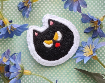 Black Cat Embroidered Mini Sticker Patch - Etsy