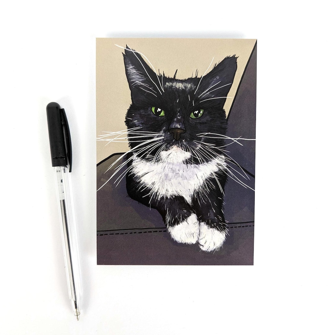 Tuxedo Cat / Postcard / A6 / Portrait Format / 300g Paper / Black ...