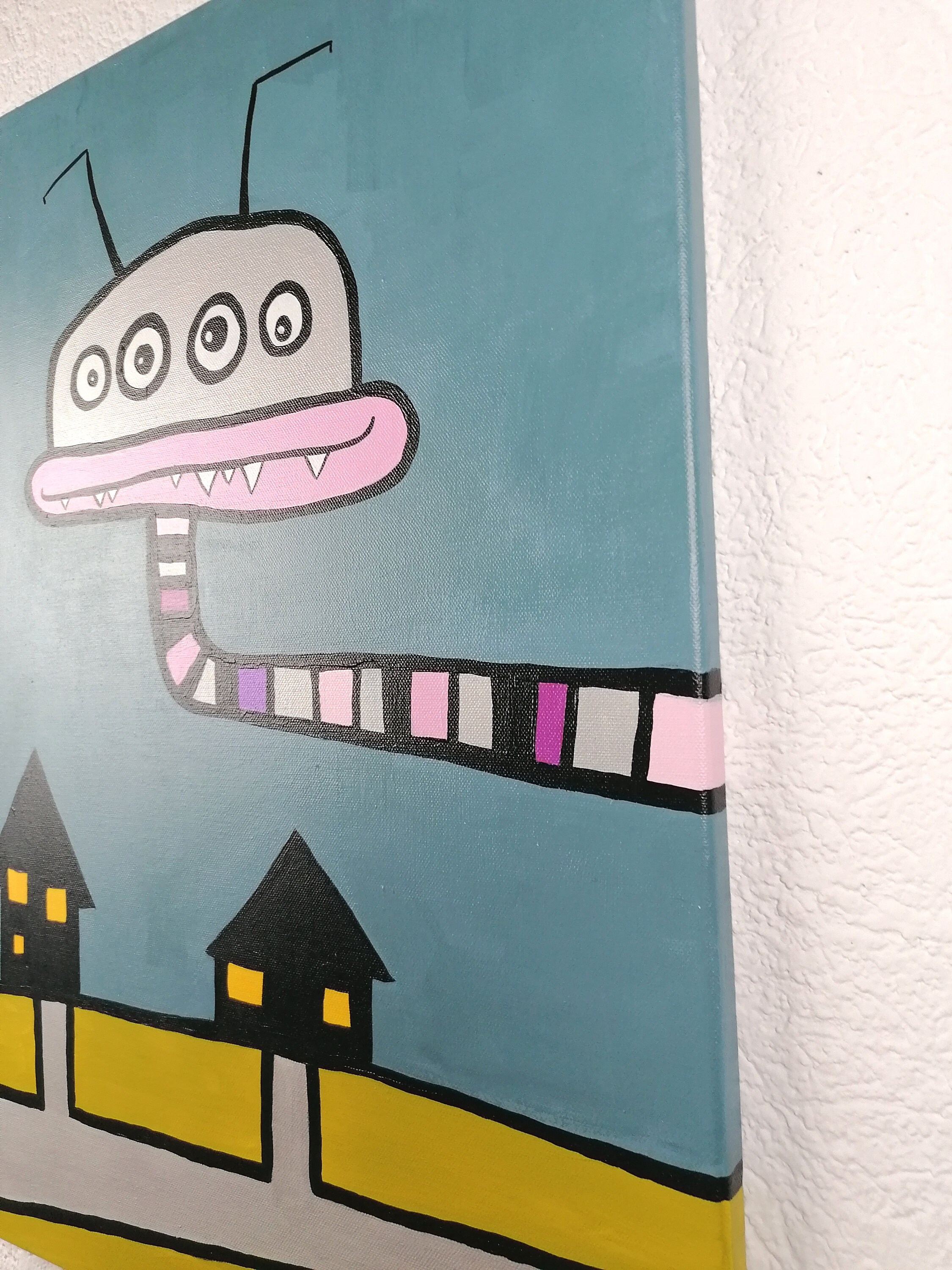 Handmade Acrylic Painting / Alien Visiting / Child-oriented - Etsy