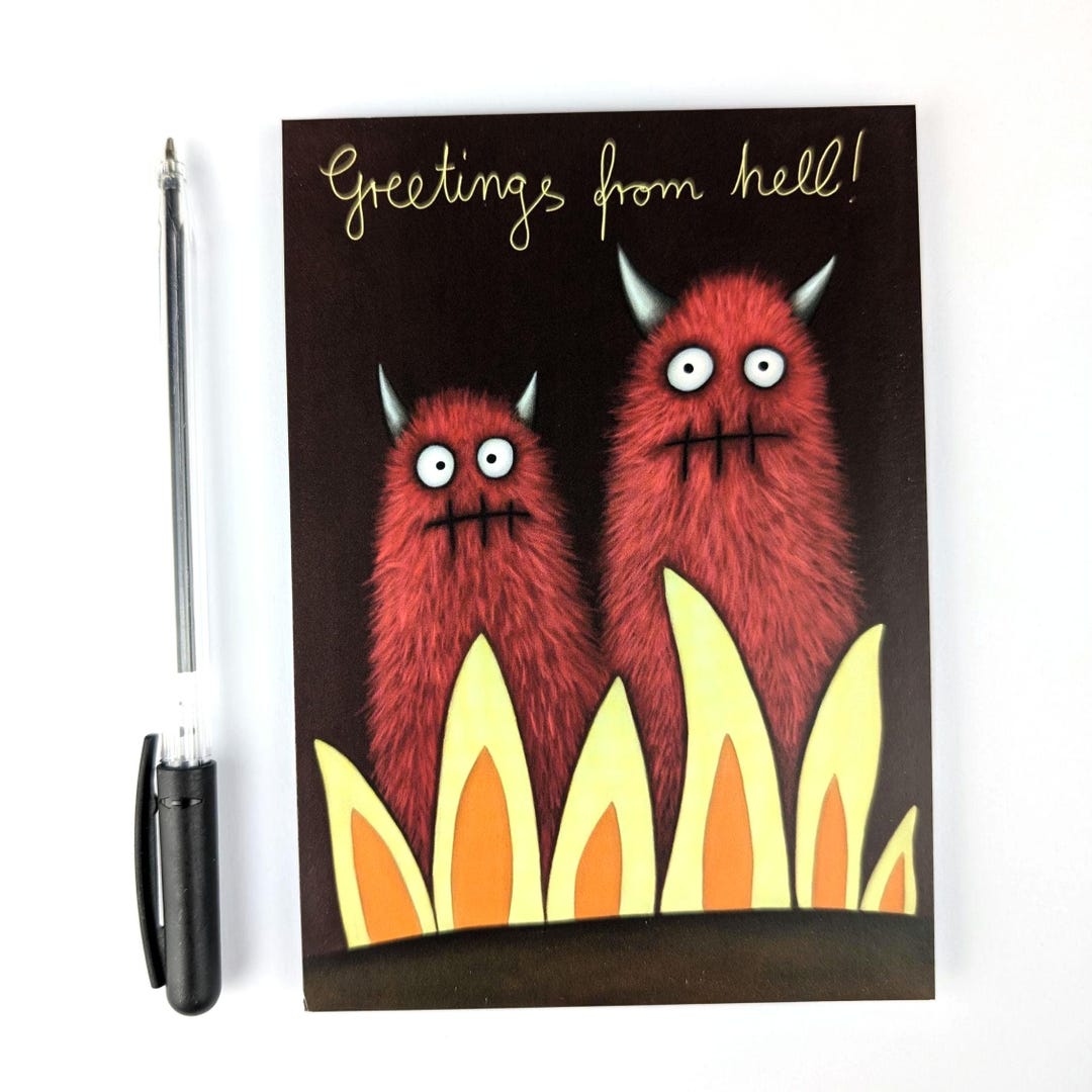 Greetings From Hell / Postcard / Greeting Card With Cute Devils / A6 ...