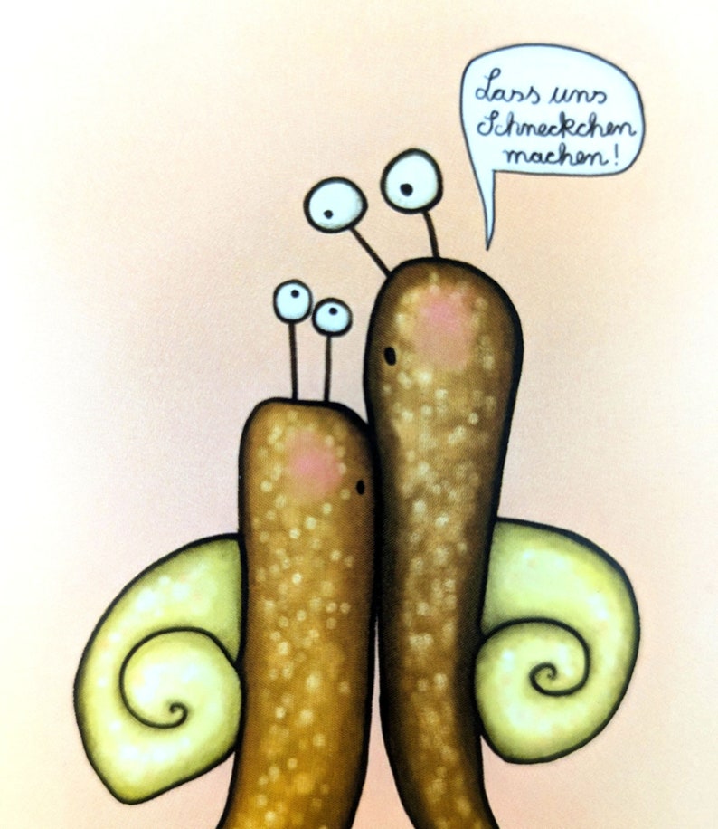 German Speaking Snails Making Love / Postcard / German Greeting Card ...