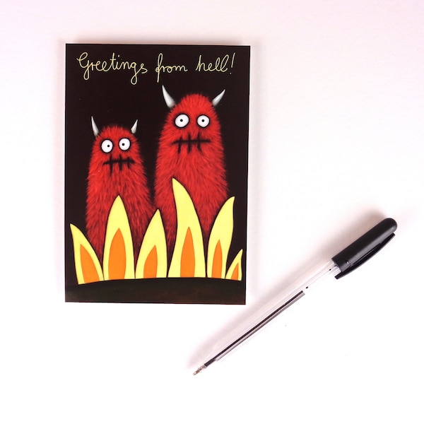 Greetings From Hell Card - Etsy