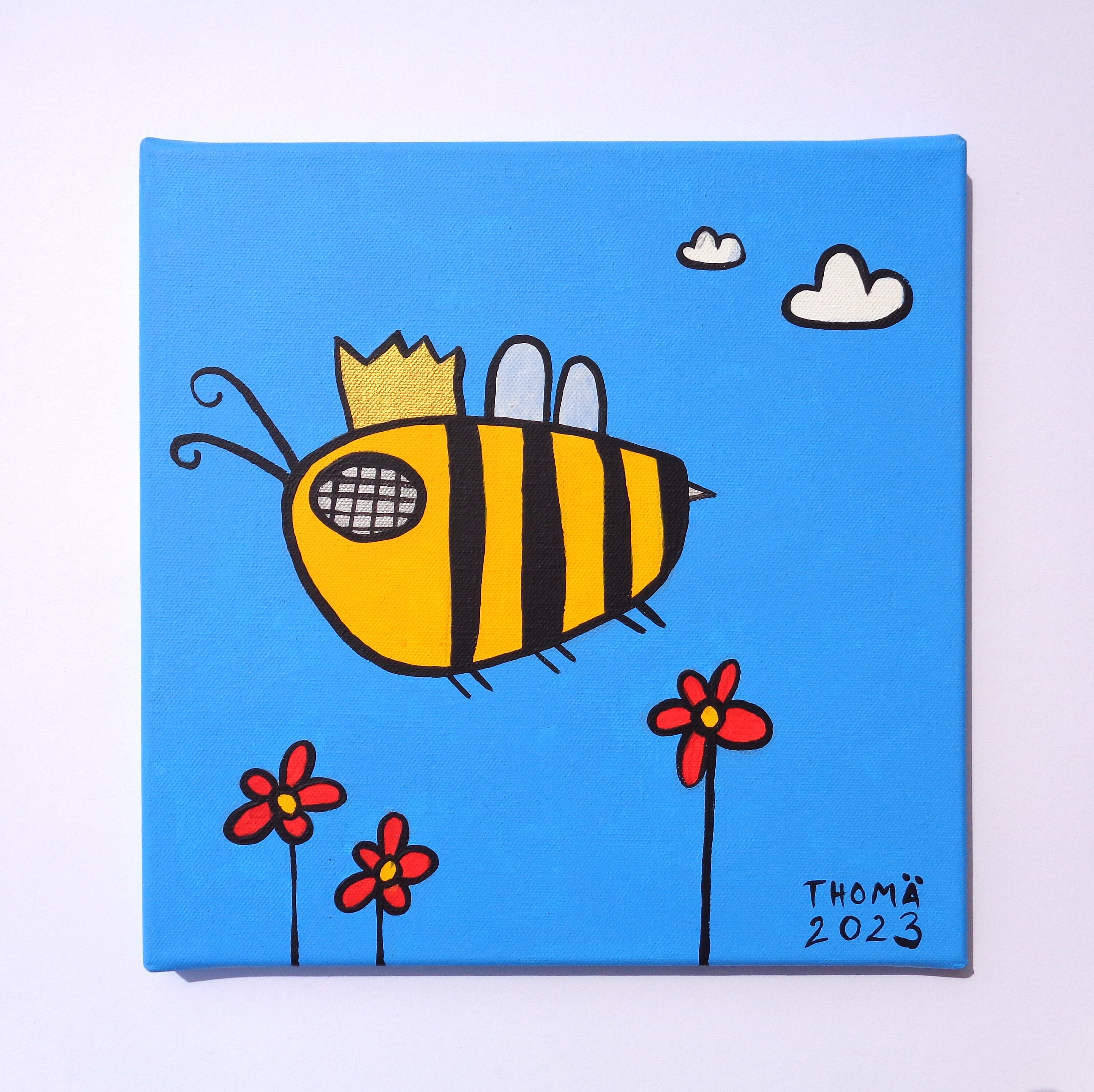 Handmade Acrylic Painting /queen Bee / Child-oriented Canvas Art ...