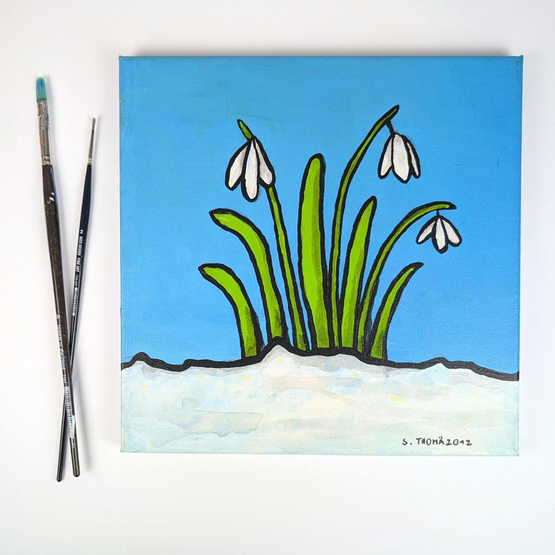 Handmade Acrylic Painting / Snowdrops / Child-oriented Canvas Art ...