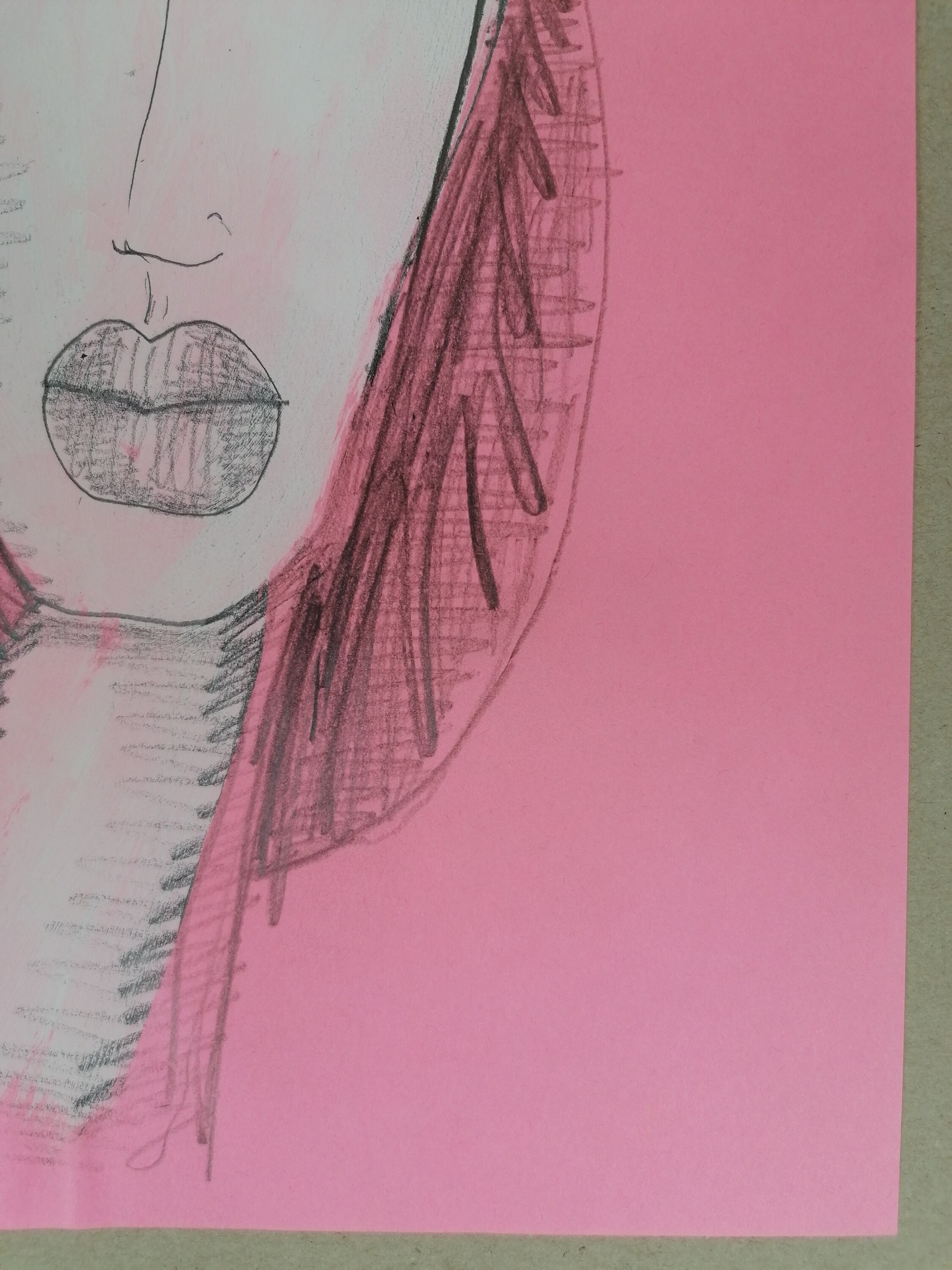 Buy Handmade Picture / Female Portrait Pink & White / Original Painting ...