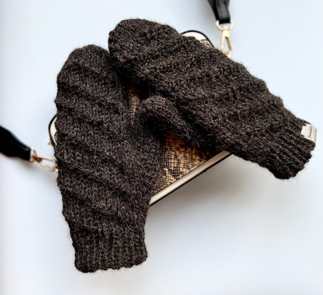 Double Knitted Wool Mittens, Women's, Mittens, Alpaca Wool, for Cold ...