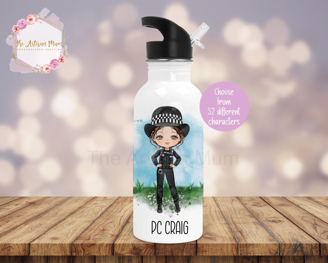 Personalised Police Officer Water Bottle for Police Man or Police Woman ...