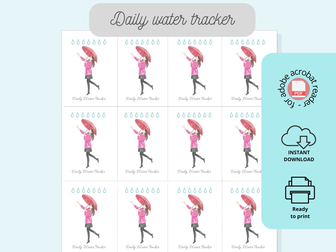 Daily Hydration Goal Tracking, Water Consumption Tracking per Day, A4 ...