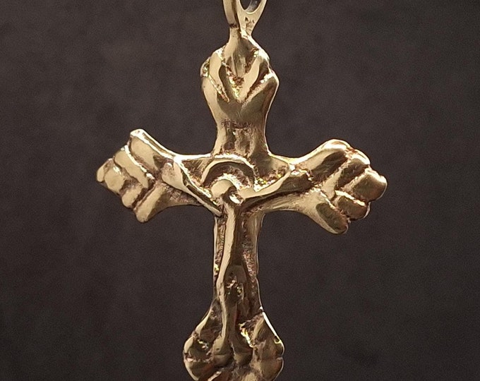 Rare Huge Medieval Bronze Cross With a Crucifix and a Leaf-shaped Cross ...