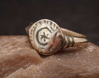 Ancient Medieval Ring With Engraving Marks, Vikings Ring, Original ...