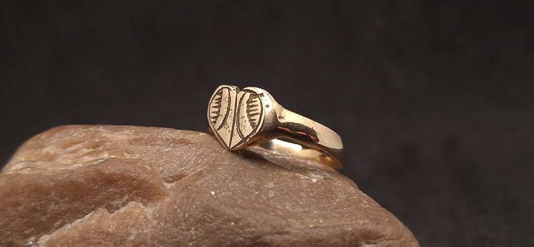 Rare Medieval Bronze Ring in the Shape of a Heart With Beautiful ...