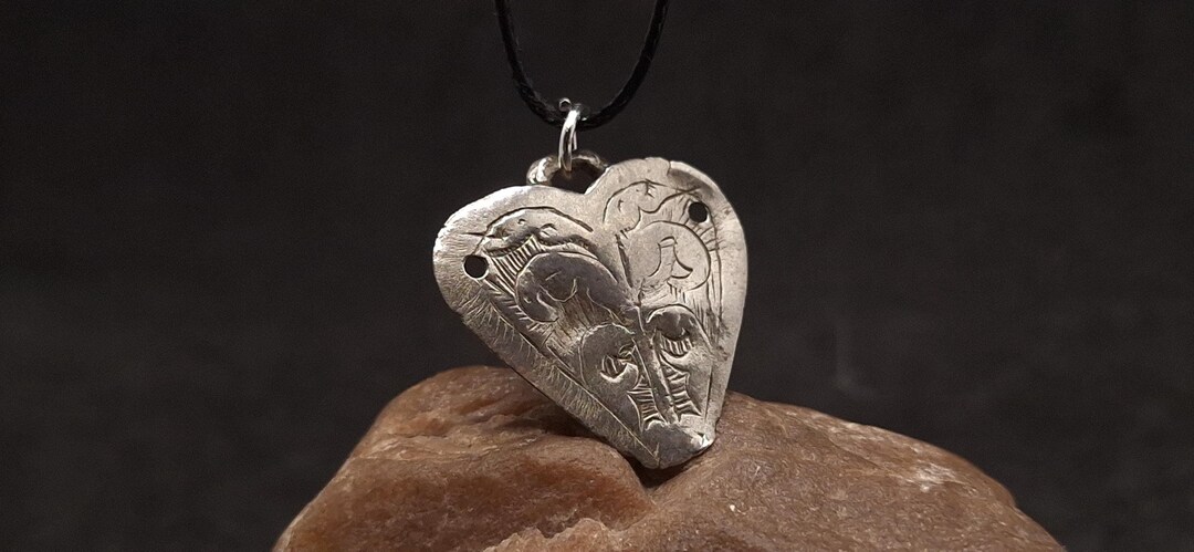 Medieval Silver Heart-shaped Pendant, Rare Heart-shaped Shield With ...