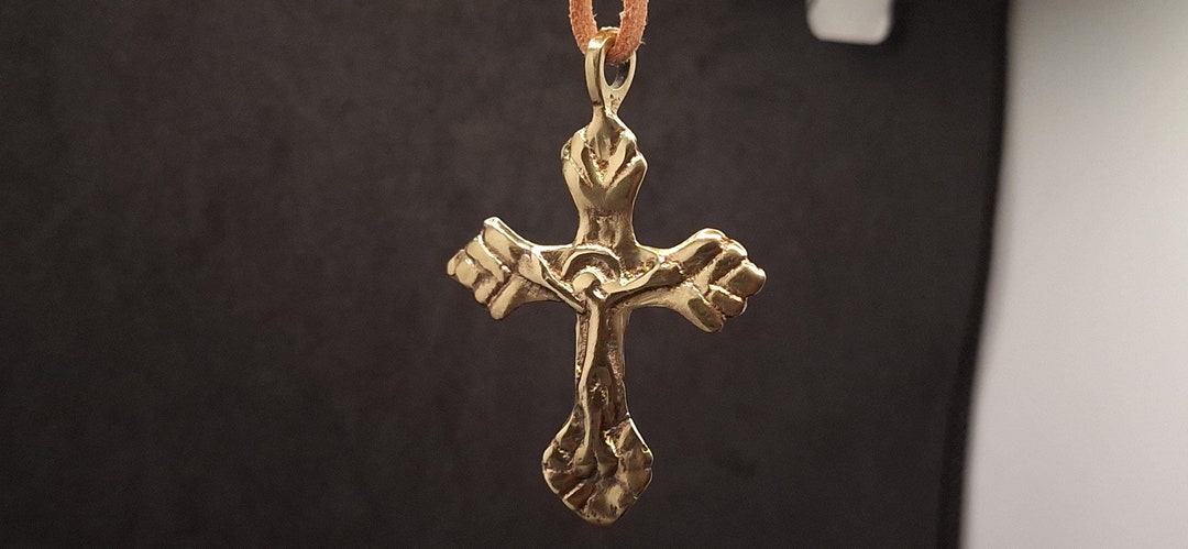 Rare Huge Medieval Bronze Cross With a Crucifix and a Leaf-shaped Cross ...