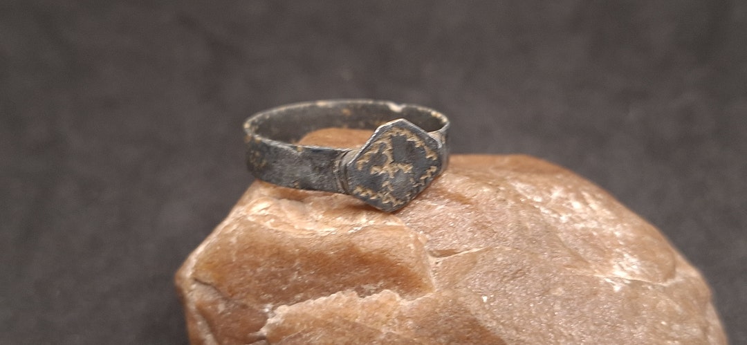 Ancient Medieval Ring With Ornament Cross, Ring With Ornaments ...