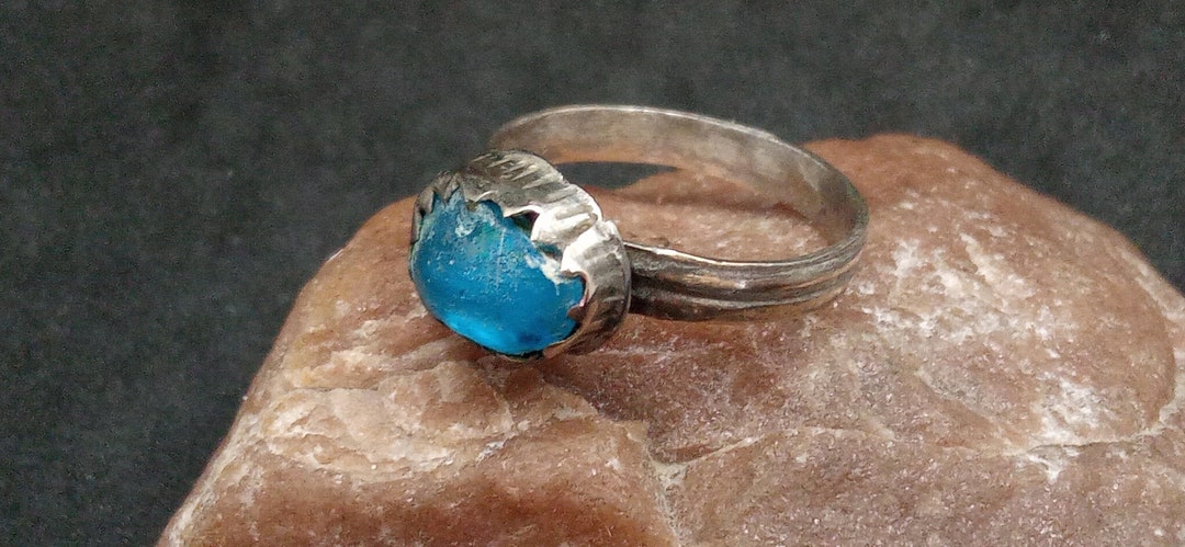Ancient Silver Ring With a Beautiful Blue Snsert Original - Etsy