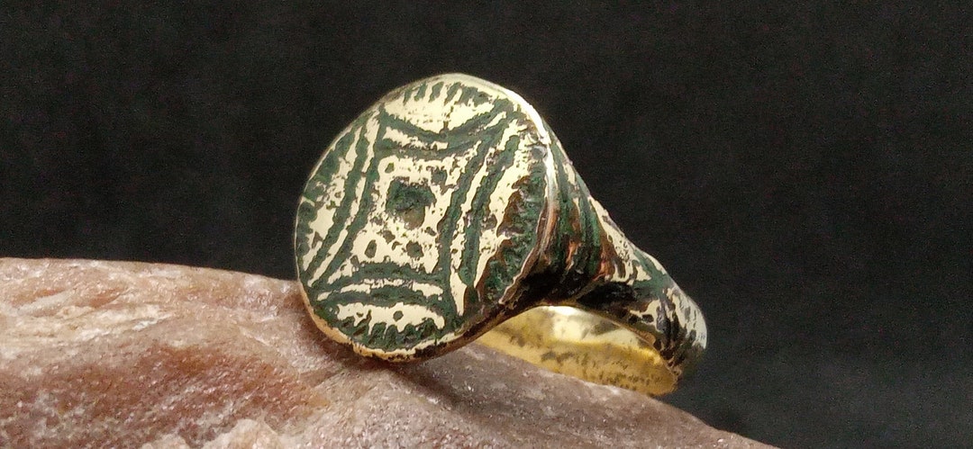 Ancient Medieval Ring With Heraldic Symbols, Ring With Ornaments ...