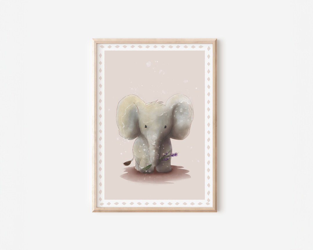 Poster Elefant, DIN A4, Kinderbild, Dekoration fürs Kinderzimmer ...