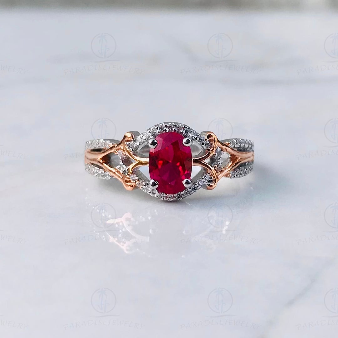 Enchanted Disney Mulan Live Action Garnet Oval & 1/6 CTTW Diamond Ring ...