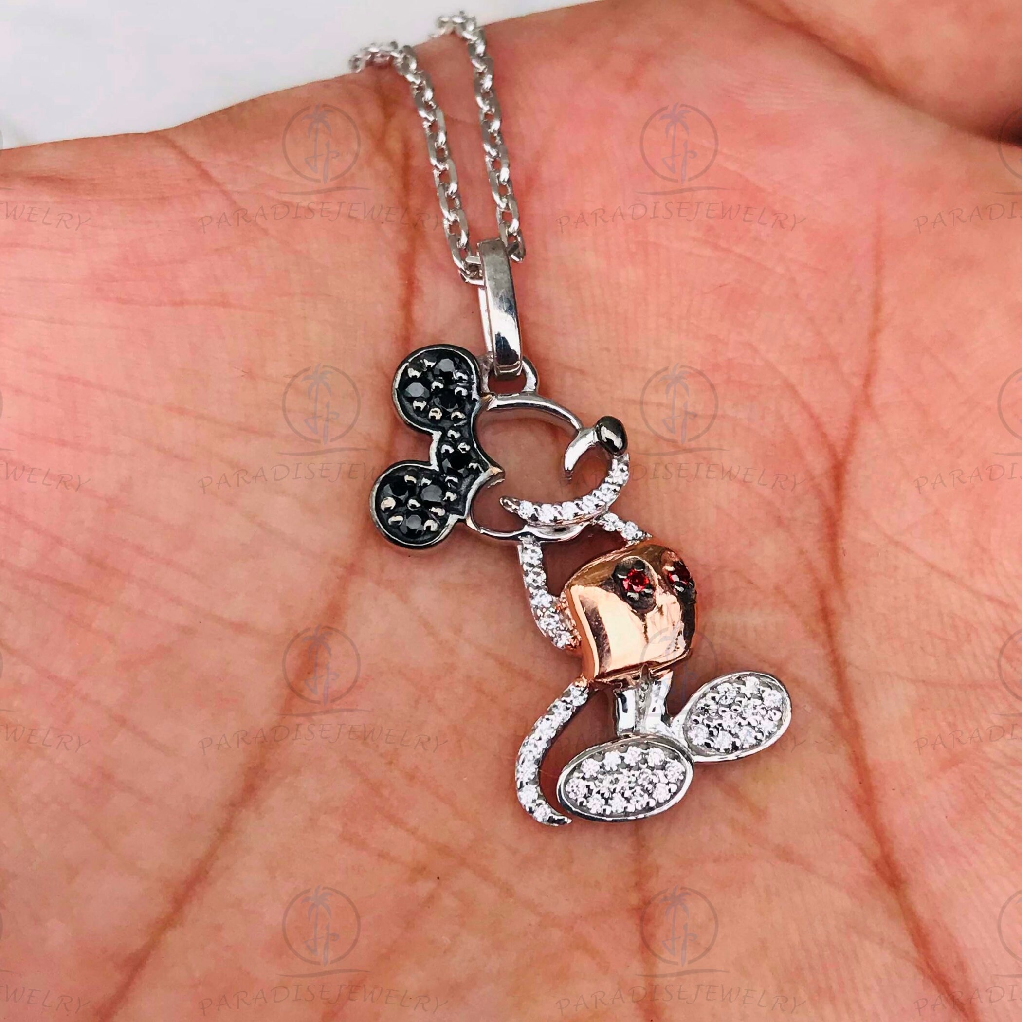 Disney Treasures Mickey Mouse Garnet & Diamond Necklace 1/6 - Etsy