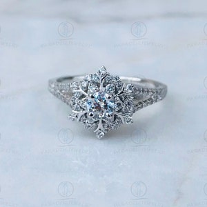 Enchanted Disney Elsa 1CT White Diamond Snowflake Engagement Ring in ...