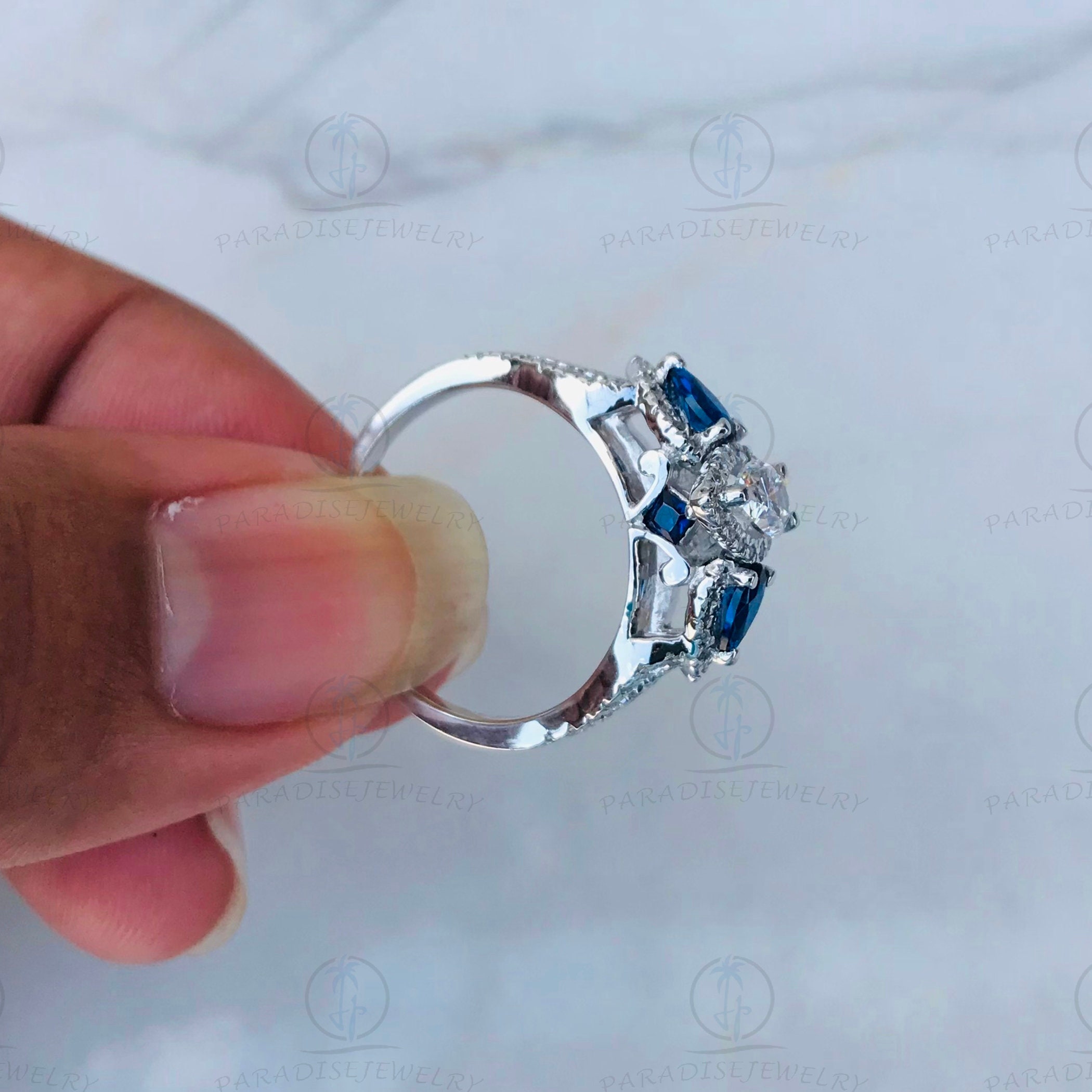 Vera Wang Love Collection 3/4ct White Pear CZ With Blue Vera Wang Love Collection 3/4ct White Pear CZ With Blue