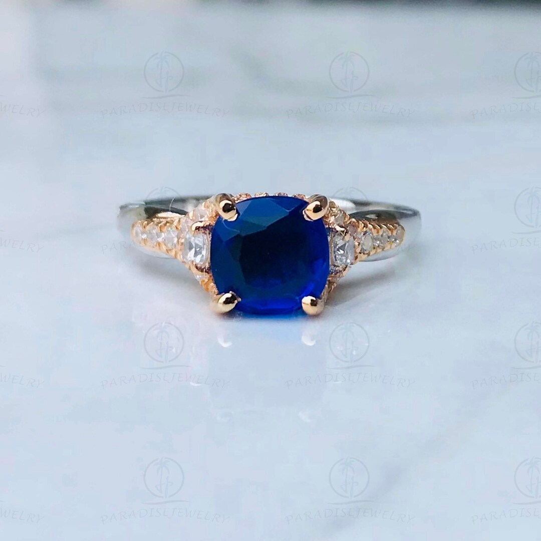 Enchanted Disney Ariel Special Edition Ring, 7 MM Blue Cushion & 1/5ct ...