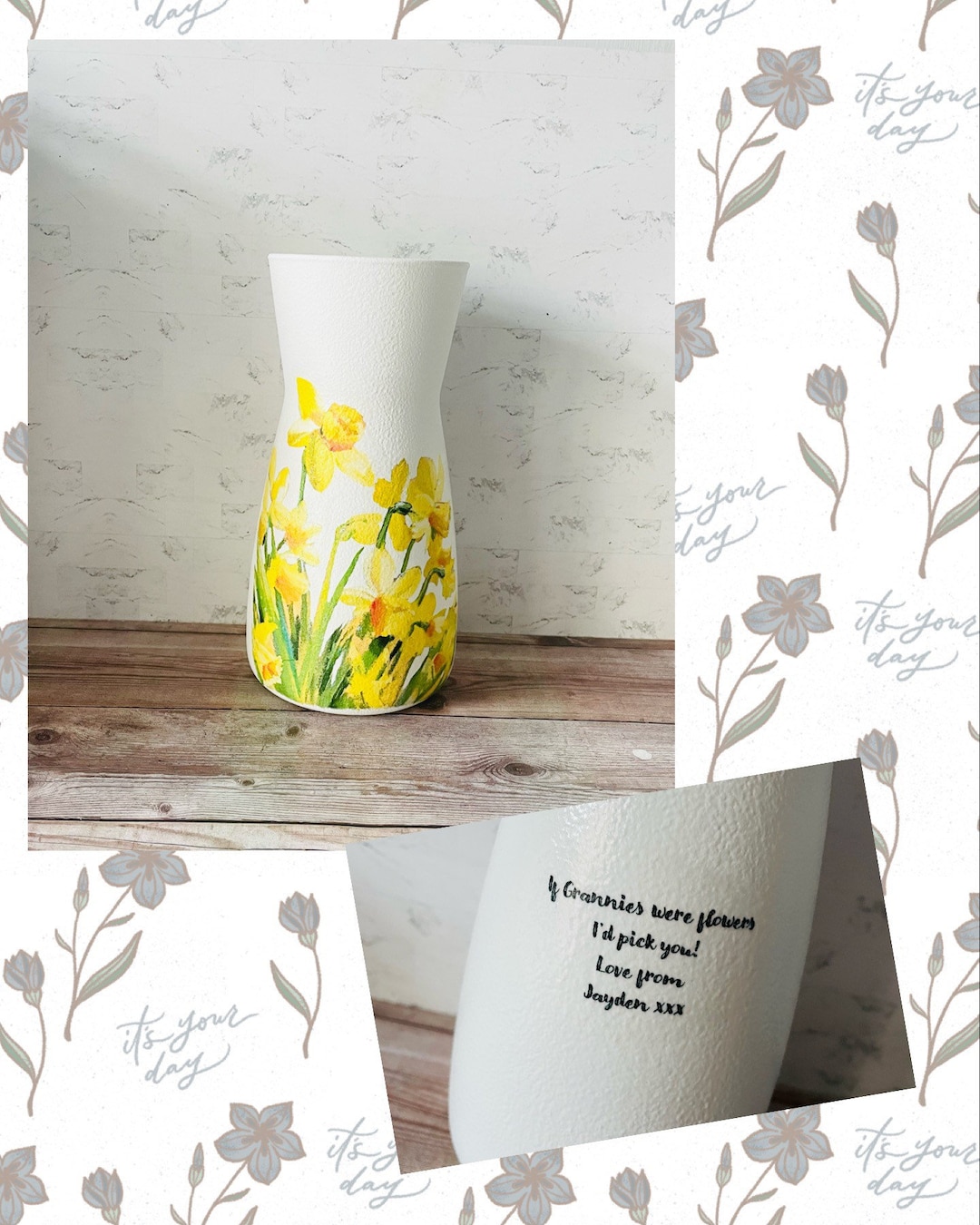 Personalised Daffodil Vase Daffodil Gifts Personalised Daffodil Gifts ...