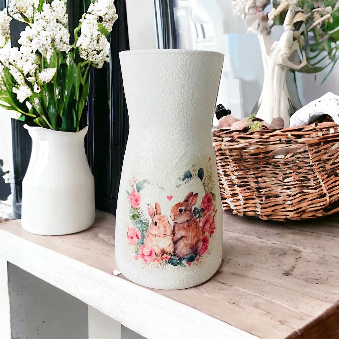 Bunny Vase, Rabbit Vase, Bunny Gifts, Bunny Themed Decor, Pretty Vase ...