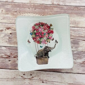 Elephant Glass Trinket Dish, Elephant Decorative Dish, Elephant ...