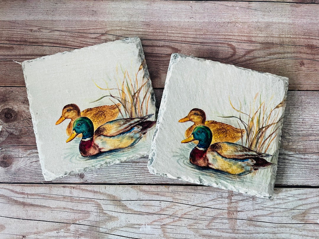 Set of 2 Mallard Duck Coasters Slate Duck Coasters Duck - Etsy