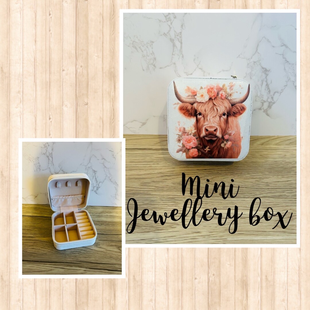 Highland Cow Mini Jewellery Box, Travel Jewellery Box, Highland Cow ...