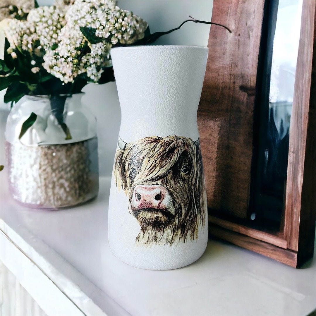 Highland Cow Flower Vase, Highland Cow Gifts, Highland Cow Home Decor ...