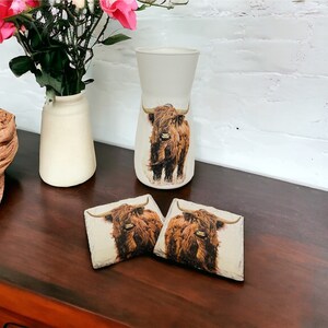 Highland Cow Vase & Highland Cow Coasters, Handmade, Highland Cows, Cow ...