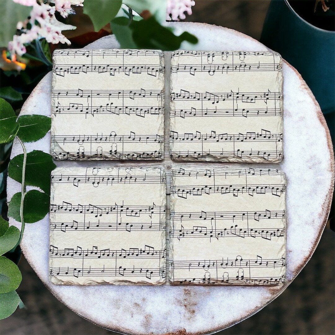 Set of 4 Music Coasters, Music Gifts, Gifts for Him, Music Lovers ...