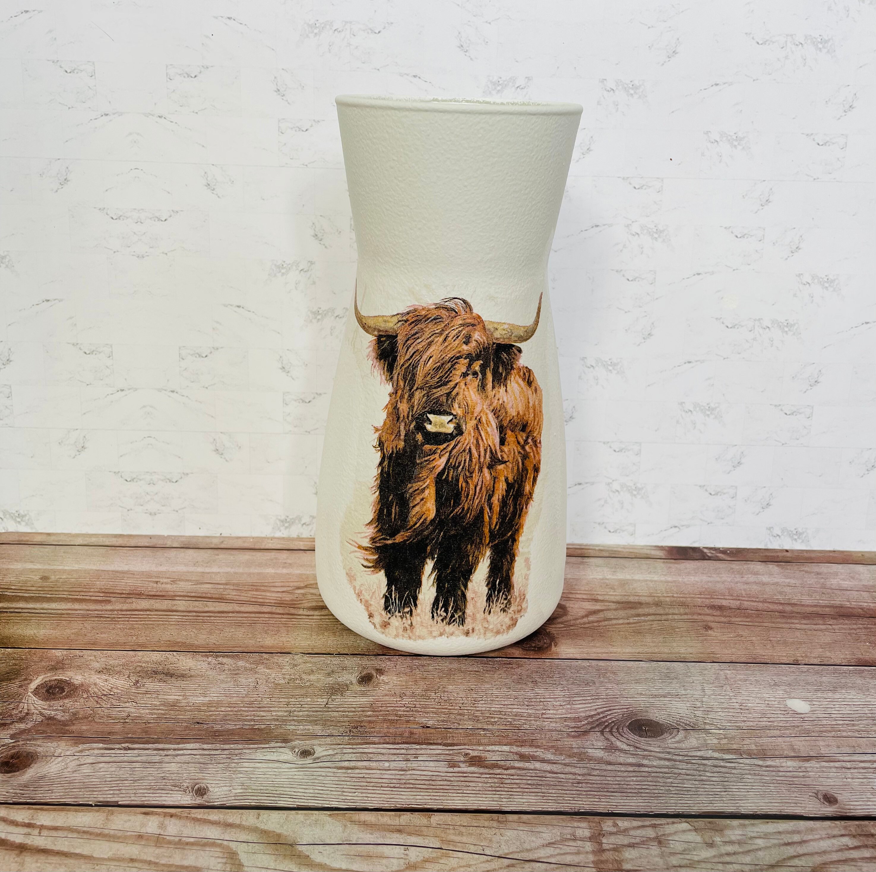 Highland Cow Vase & Highland Cow Coasters, Handmade, Highland Cows, Cow ...